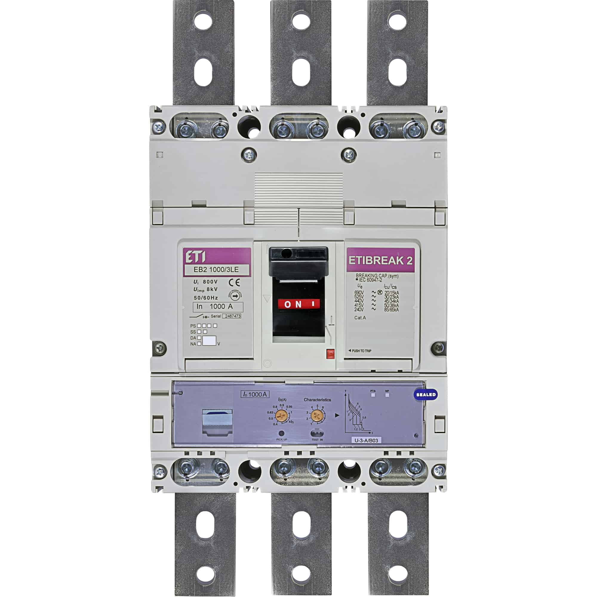 Intreruptor automat MCCB 1000 ETI, 4P, 70kA, reglabil, 1000A, 004672221 ...