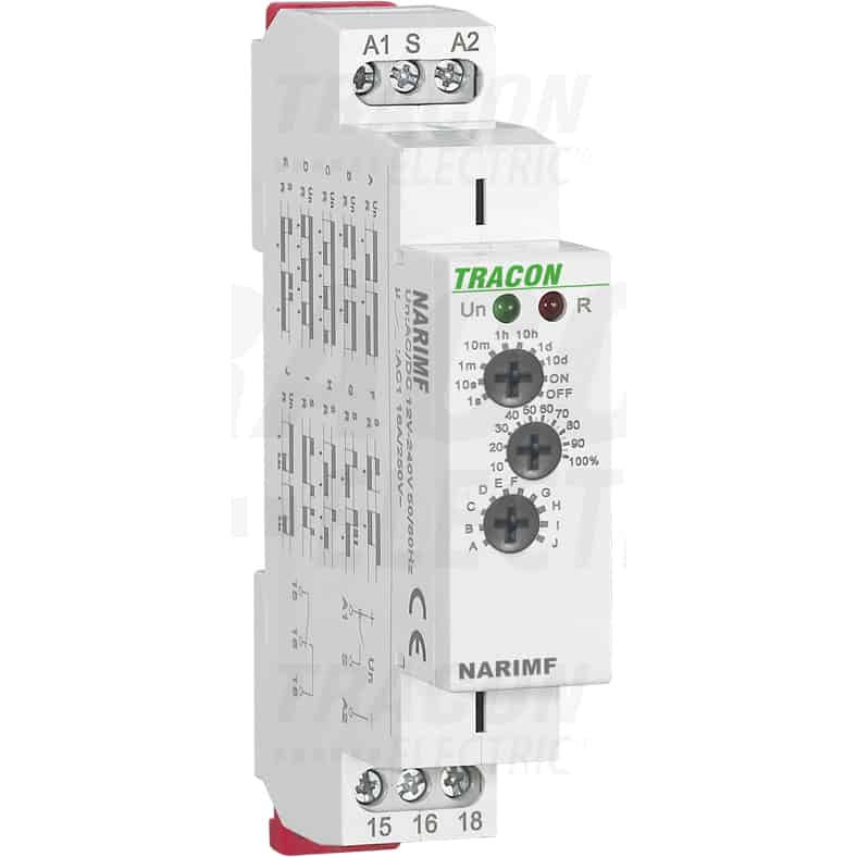 Releu de timp Tracon, 12-240VAC/VDC, multifunctional, 16A, 1ND, NARIMF Electric Casa