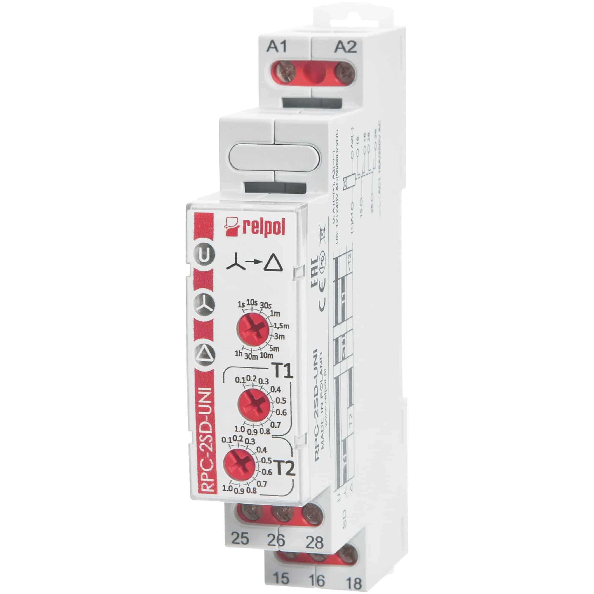 Releu de timp Relpol, multifunctional, 12-230VAC/DC, dioda LED, 8A, 2ND ...