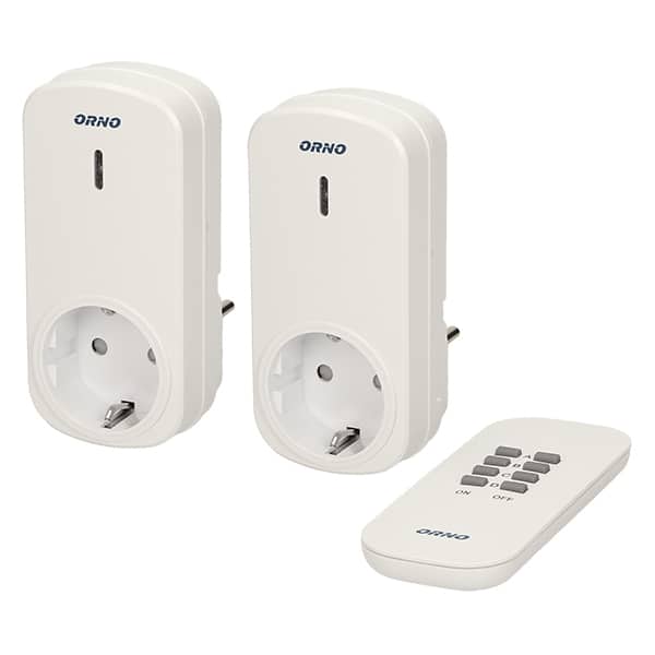 Set 2 stechere Orno, 2P+E, cu telecomanda, alb, 25 metri, 16A Electric Casa