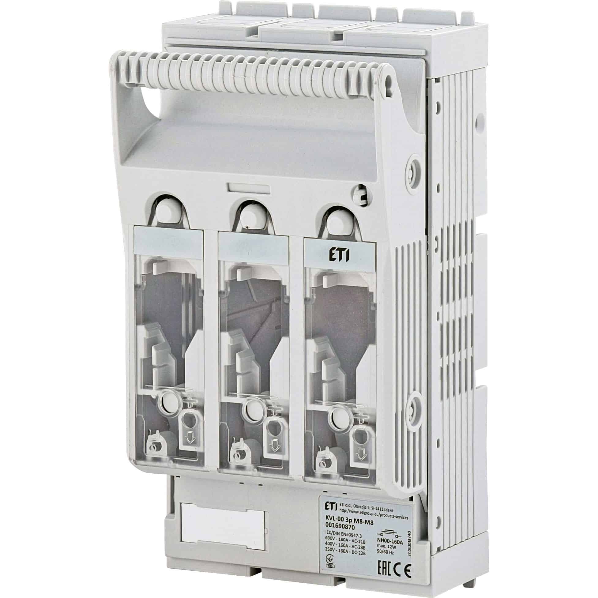 Separator MPR ETI, orizontal, 3P, M8, Gr.00, cu prindere pe placa de ...