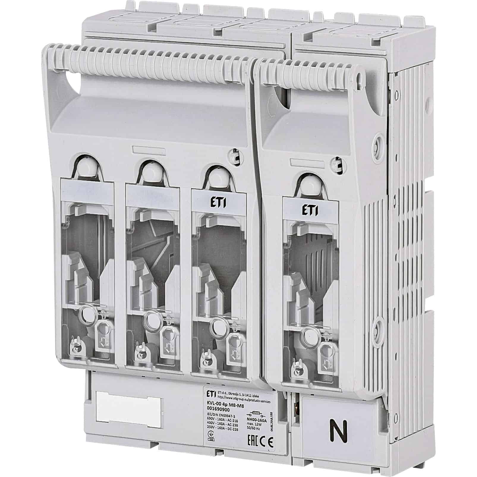 Separator MPR ETI, orizontal, 4P, M8, Gr.00, cu prindere pe placa de ...