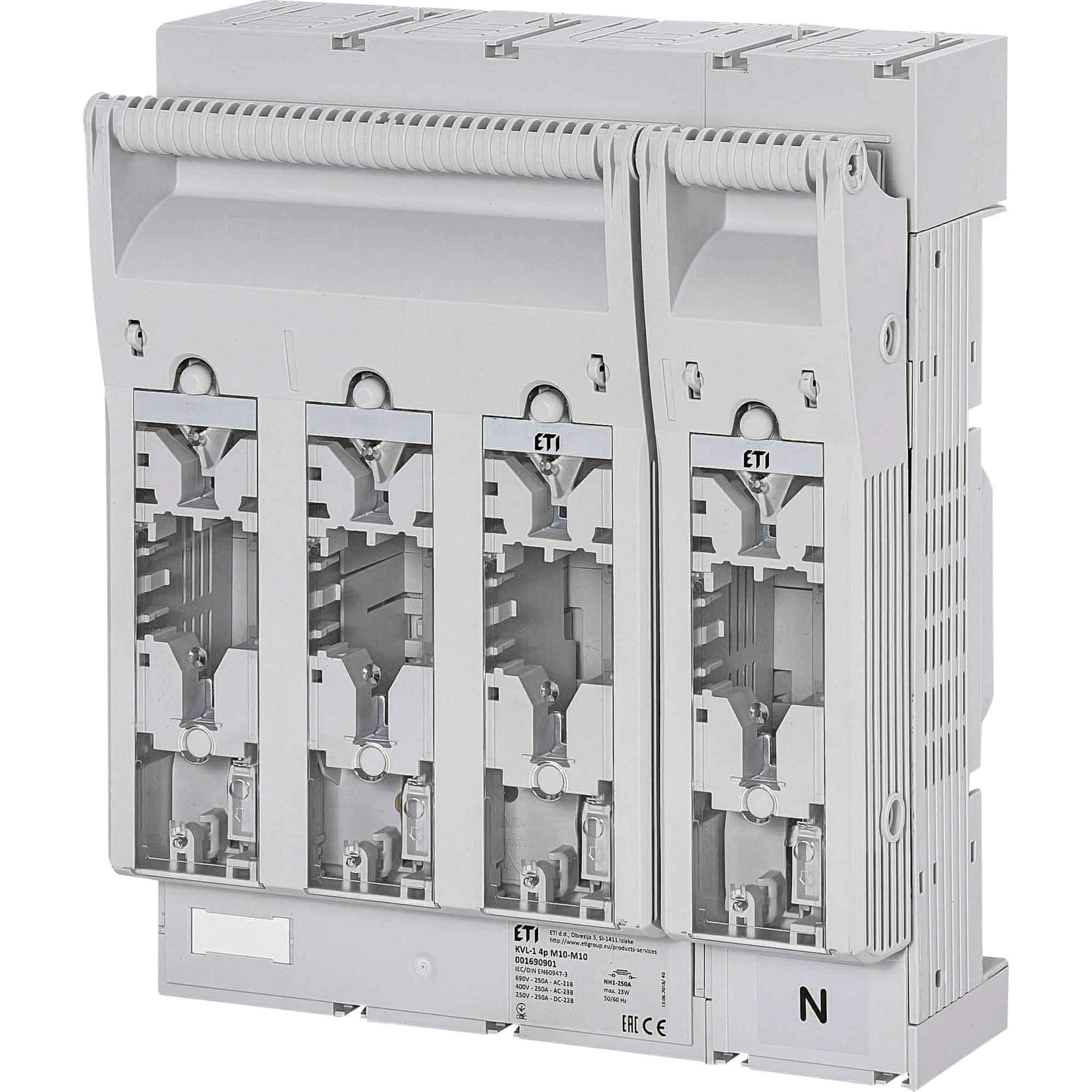 Separator MPR ETI, orizontal, 4P, M10, Gr.1, cu prindere pe placa de ...