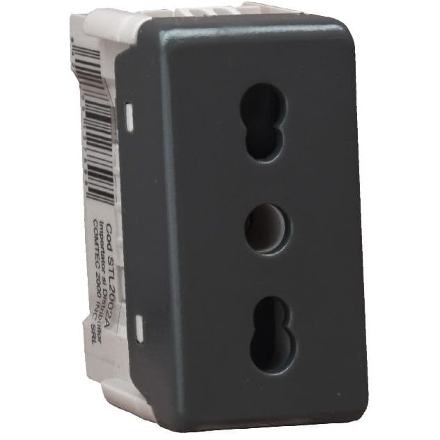 Priza modulara 2P+E Comtec, gri, 1M, 10A, Stil clasic, MF0012-04791 ...