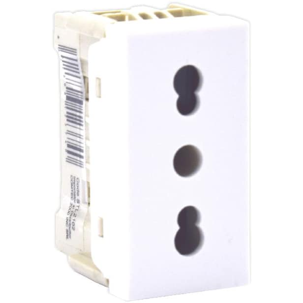 Priza modulara 2P+E Comtec, alb, 1M, 10A, Stil premium, MF0012-16055 ...