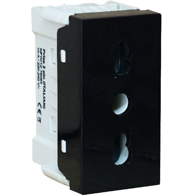 Priza modulara 2P+E Comtec, negru, 1M, 10A, Stil premium, MF0012-16084 ...