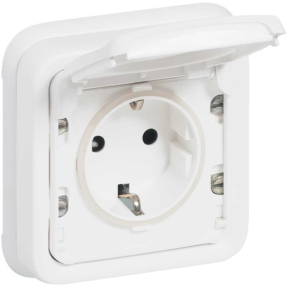 Priza 2P+E Legrand, cu capac, incastrata, alb, IP55, Plexo, 070772 ...