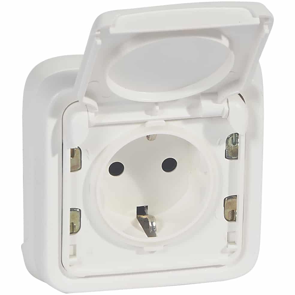 Priza 2P+E Legrand, cu capac, incastrata, alb, IP55, Plexo, 070773 ...