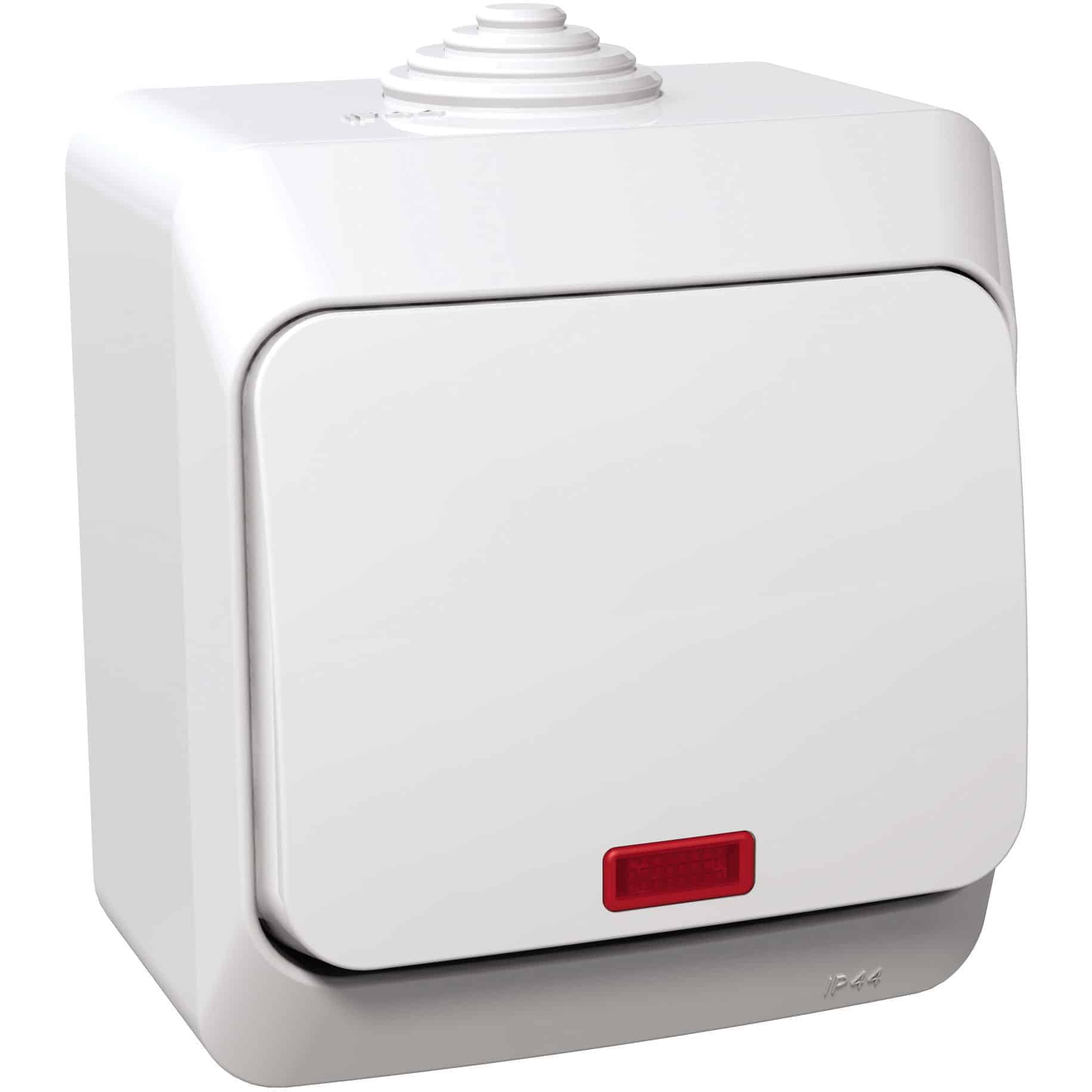 Intrerupator cap scara Schneider, cu LED, aplicat, alb, IP44, Cedar ...
