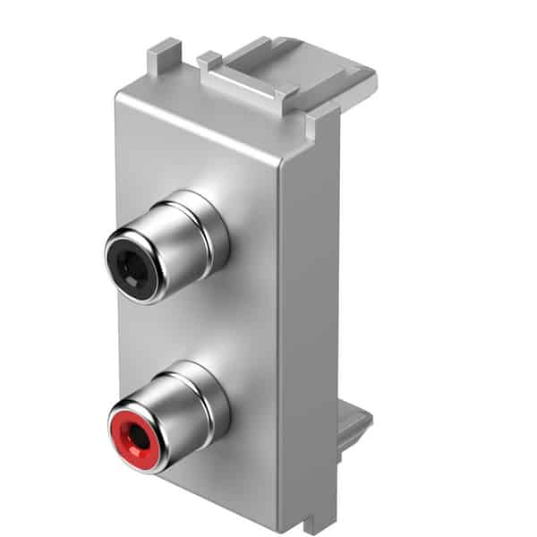 Priza modulara audio TEM, argintiu, 1M, 2xRCA, Modul Electric Casa