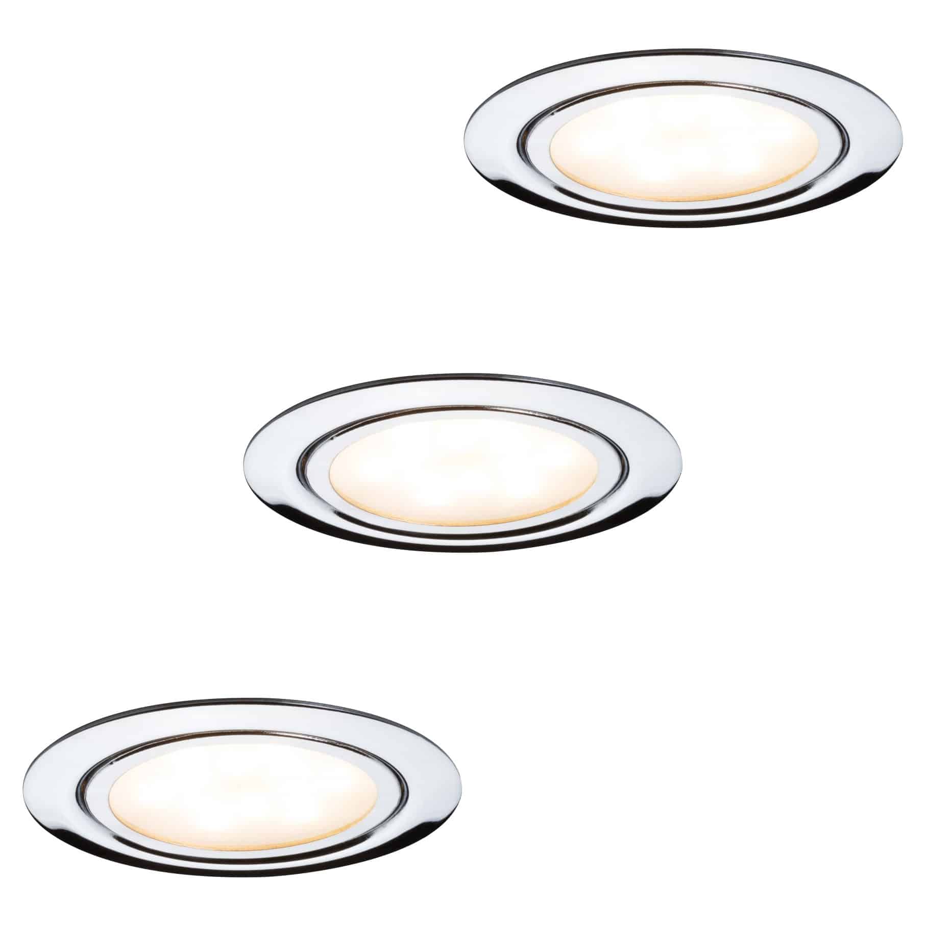 Set 3 spoturi LED, pentru mobilier suspendat, rotunde, crom, incastrat ...