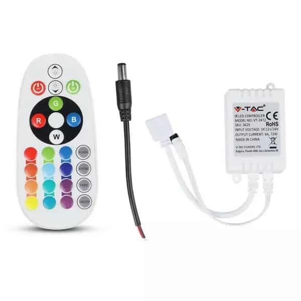 Controller pentru banda LED cu telecomanda, infrarosu, 12-24VDC, IP20 ...