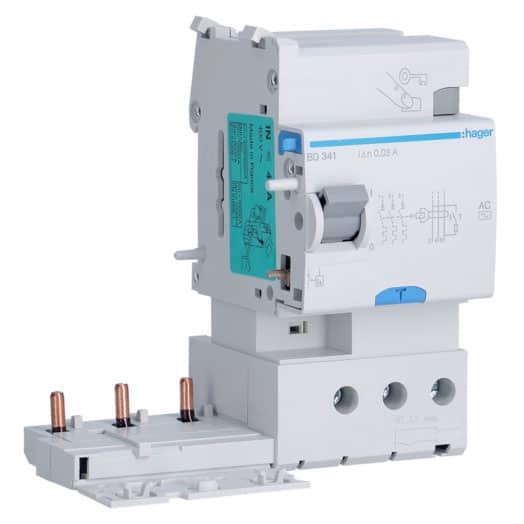 Bloc diferential Hager, 40A, 3P, 30mA, tip AC, 10kA, BD341N Electric Casa