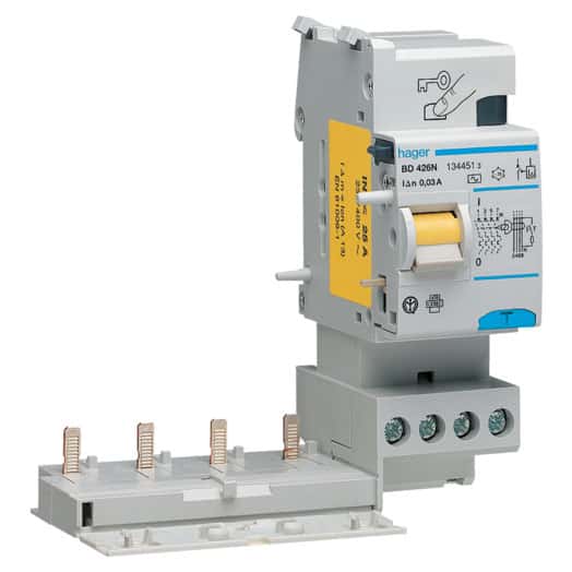 Bloc diferential Hager, 25A, 4P, 30mA, tip AC, 10kA, BD426N Electric Casa