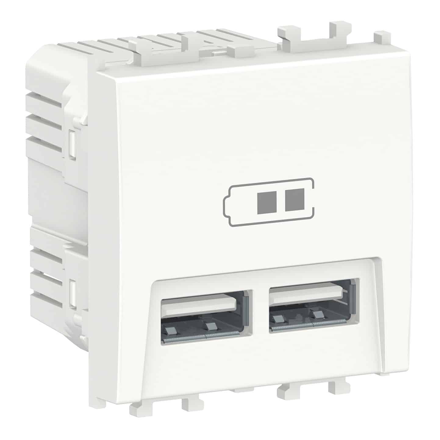 Priza modulara USB Schneider, alb, 2M, unitate de alimentare, dubla ...