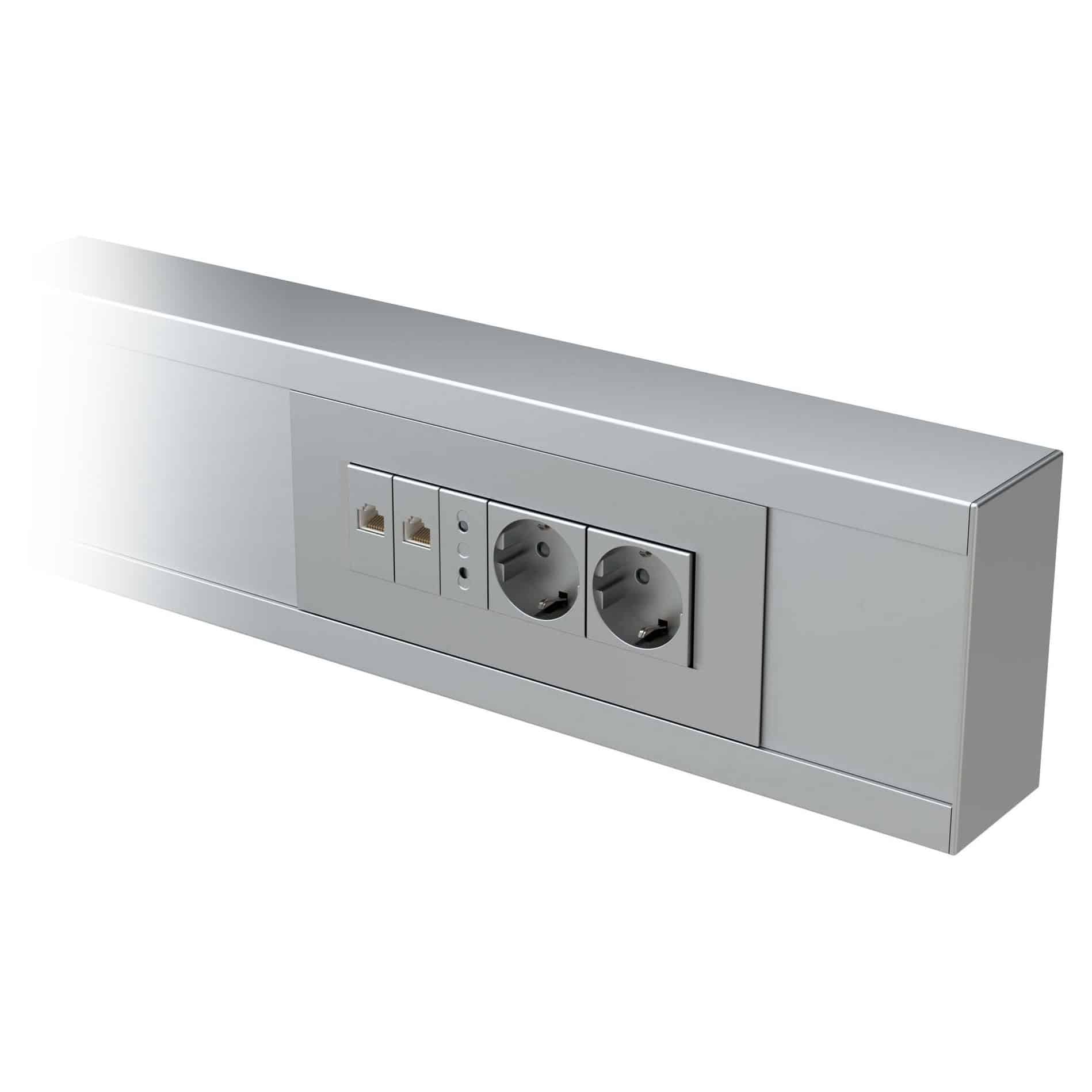 Capac de trecere pentru canal cablu aluminiu TEM, 130x65mm, alb ...