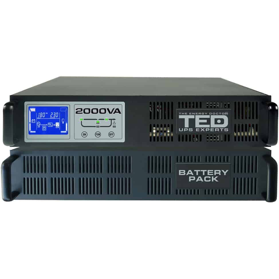 UPS cu functie de stabilizare, 2.0KVA, 230VAC, TED, Rack Dubla ...