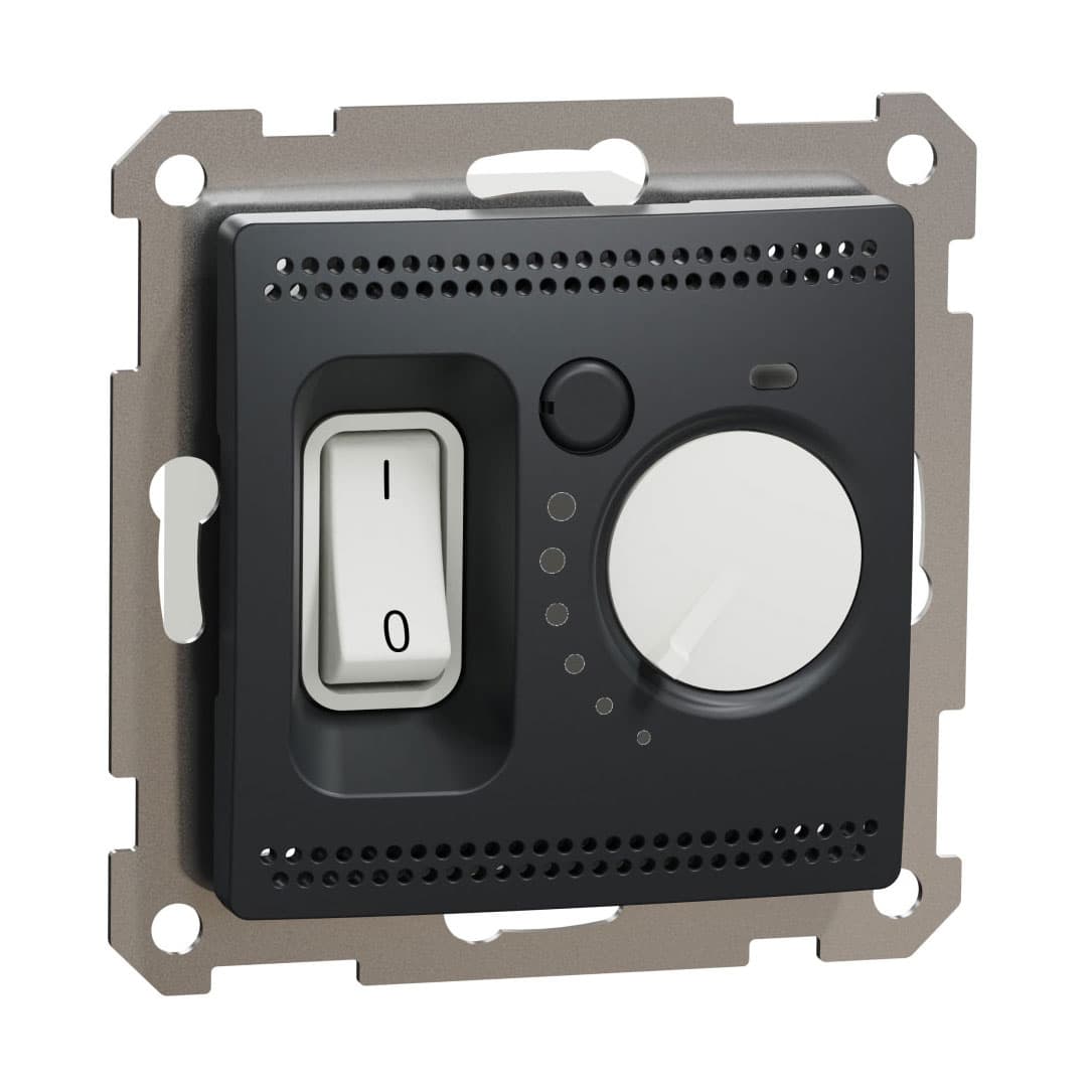 Mecanism intrerupator cu termostat de camera, incastrat, antracit ...